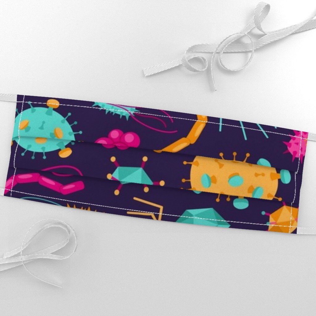 Nerd Fabric Viruses And Bacteria By Robyriker Purple Blue | Etsy