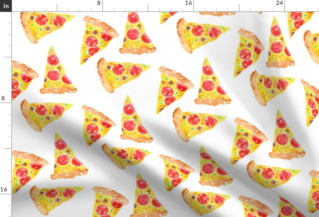 Watercolor Pizza Fabric - Pizza by Erinanne - Pizza Cotton Fabric by ...