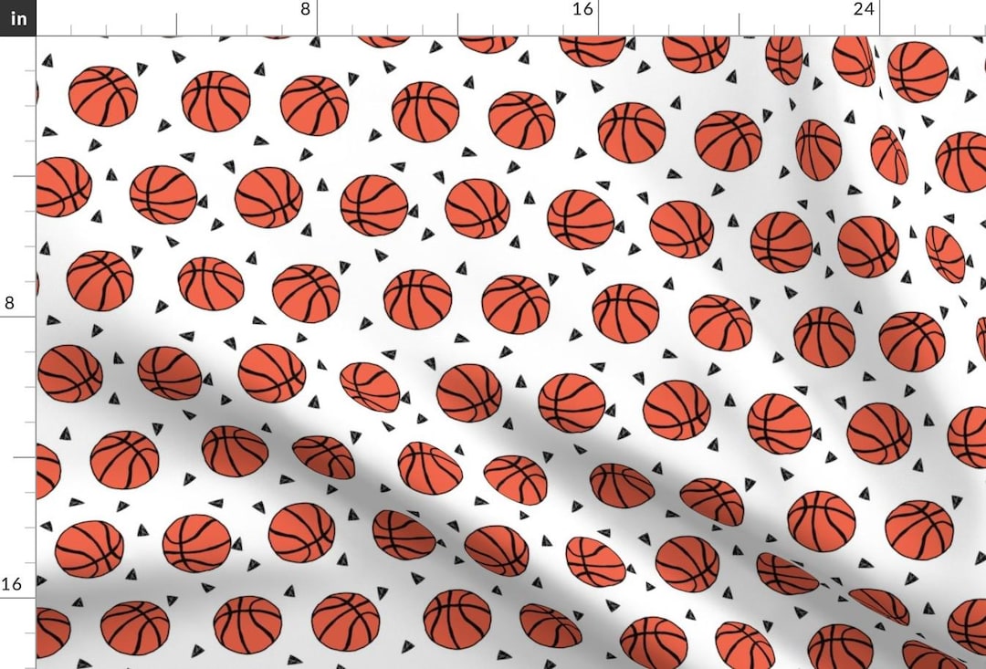 Basketball Fabric Sports Basketball Themed Fabric White by Andrea ...
