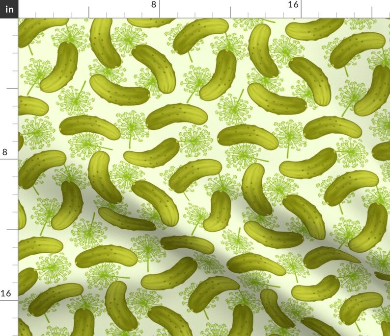 Dill Pickles Fabric Dill Pickles by Willowbirdstudio Green - Etsy
