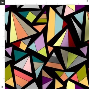 Rainbow Geometric Fabric Triangles in Multicolor on Black by Eleventy ...