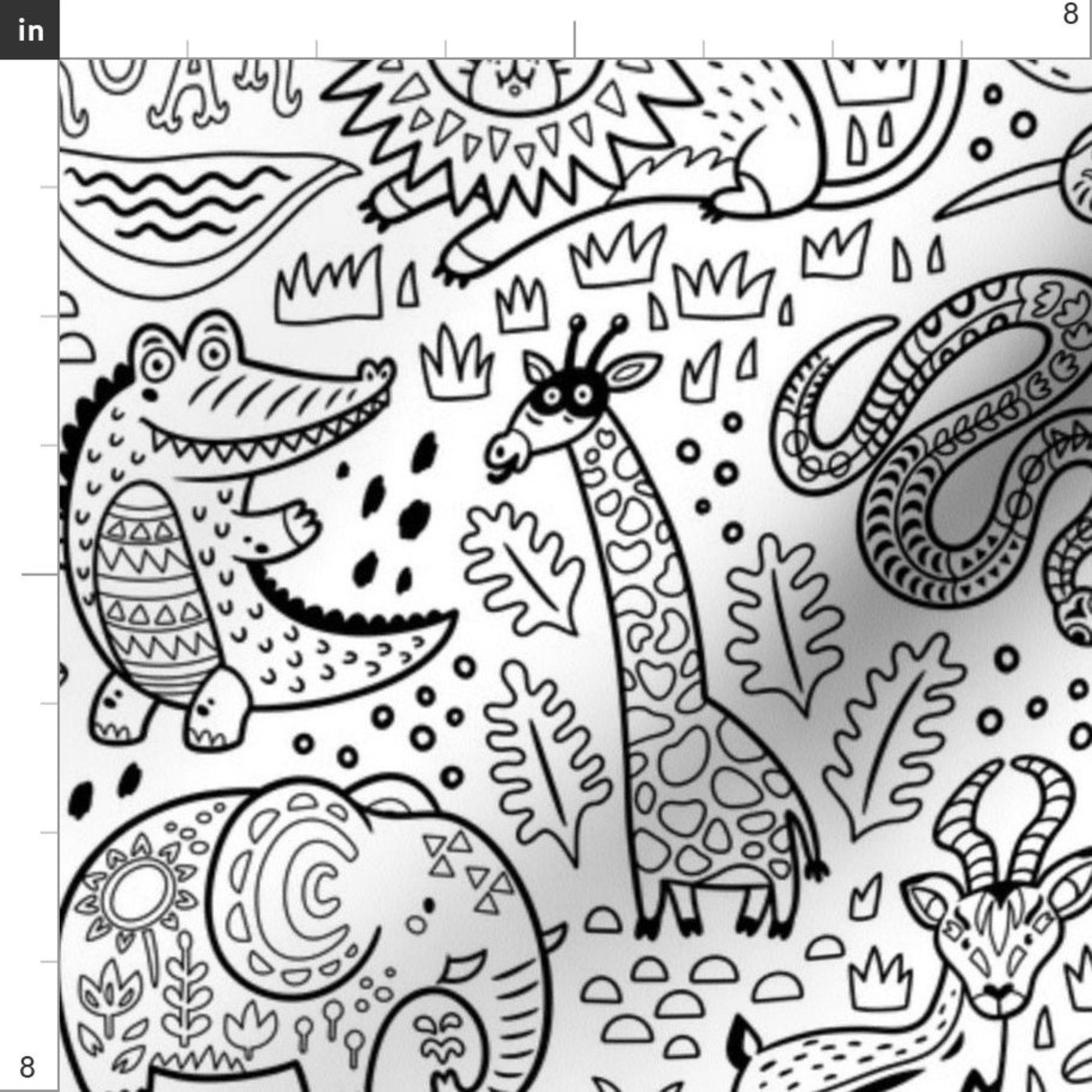 Safari Fabric Safari Coloring Print by Penguinhouse Safari | Etsy