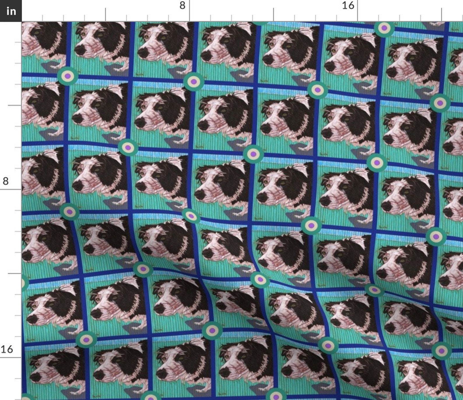 Border Collie Bullseye Fabric Border Collie Bullseye by - Etsy