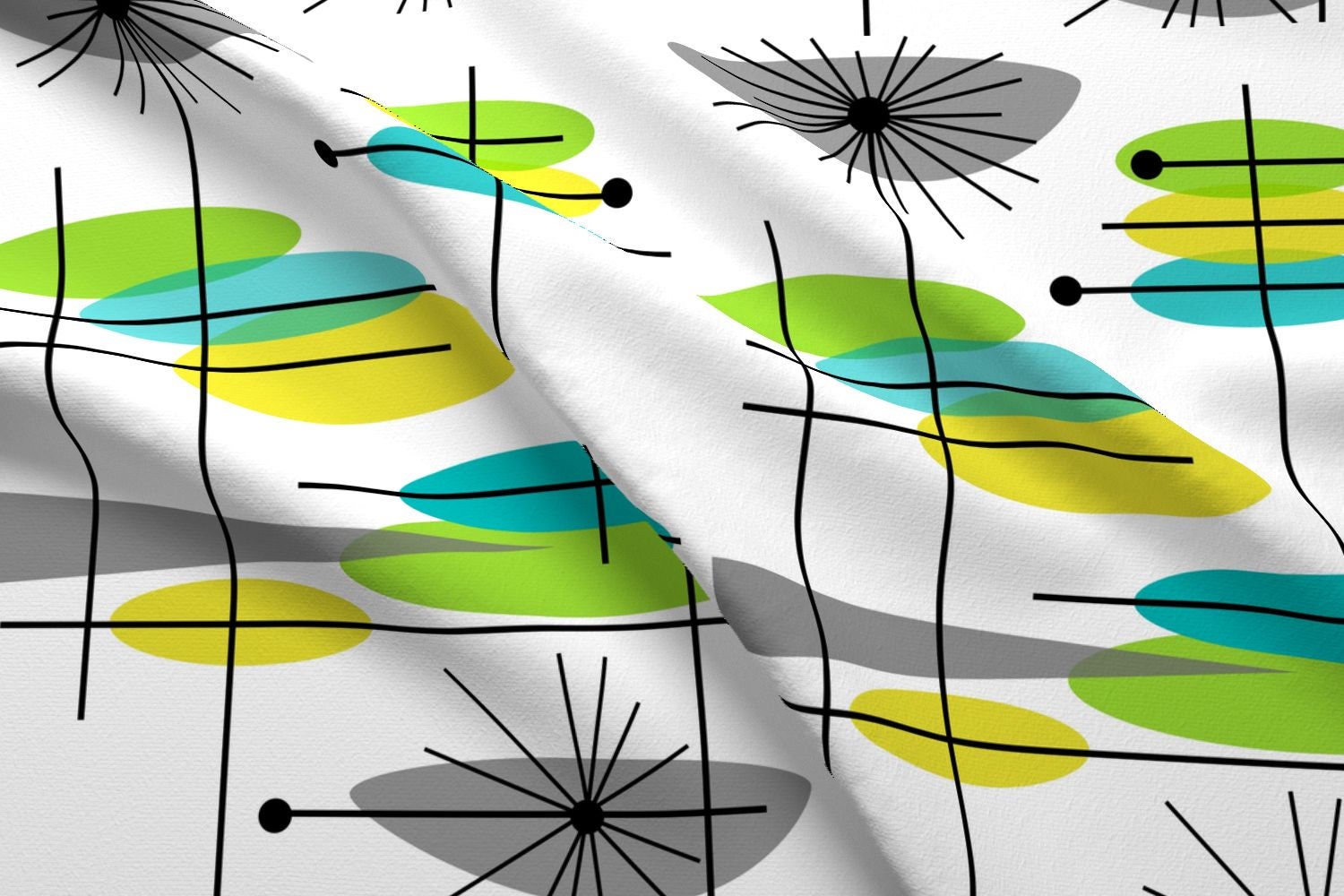 Mid-Century Modern Fabric Mid-Century Modern Abstract 3 By | Etsy