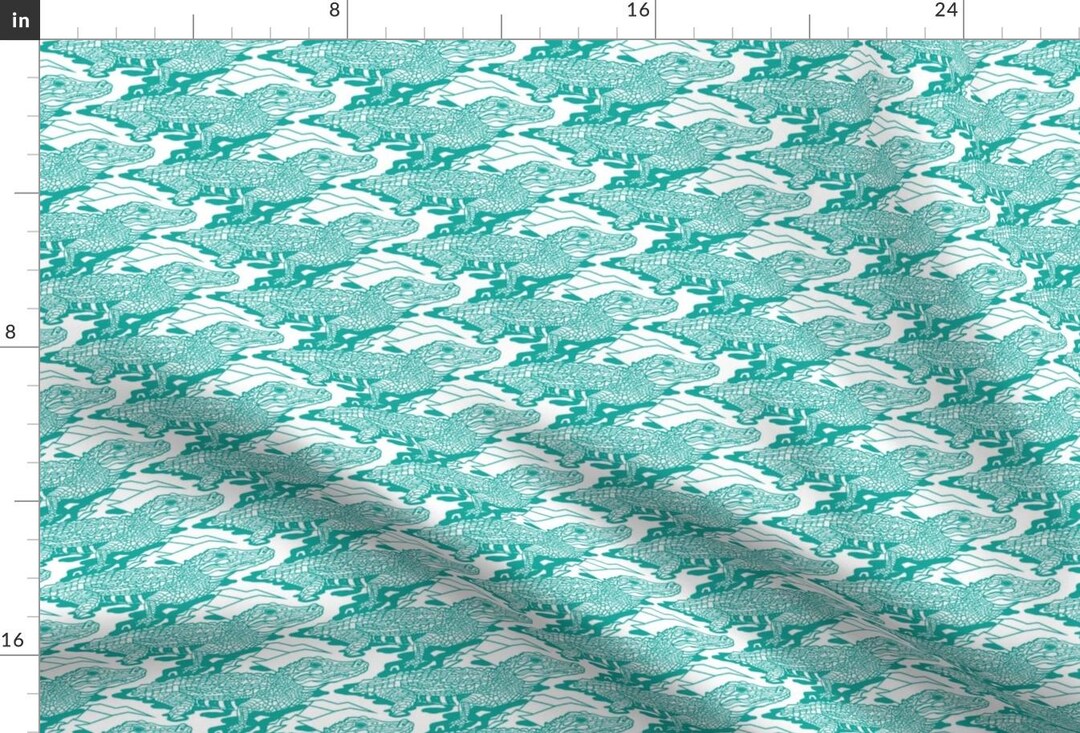 Alligator Fabric - Alligators by Jto - Gator Crocodile Animal Green and ...