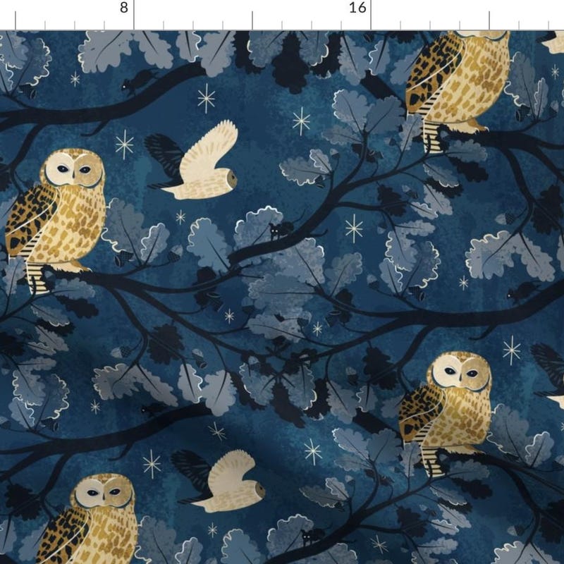 Owl Prints on Cotton Fabric - Etsy New Zealand