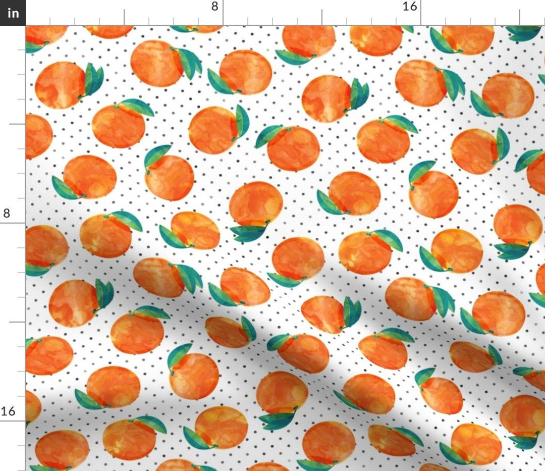 Clementine Fabric Watercolor Clementine on Polka Dots by ...