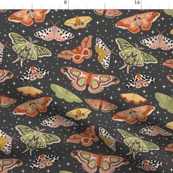 Orange Moth Fabric - Etsy