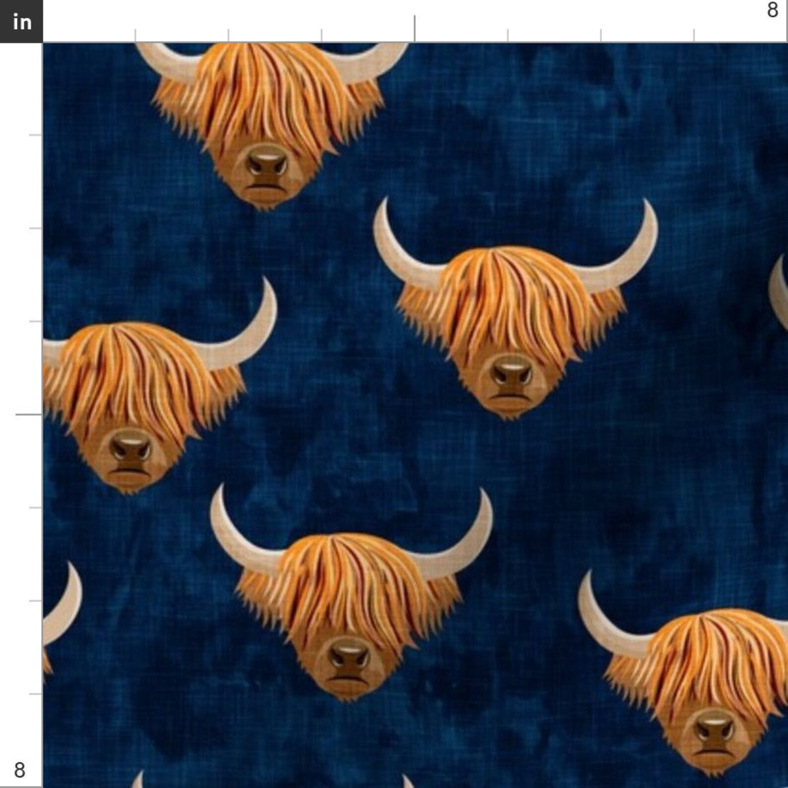 Highland Cow Fabric Highland Cattle by Littlearrowdesign - Etsy