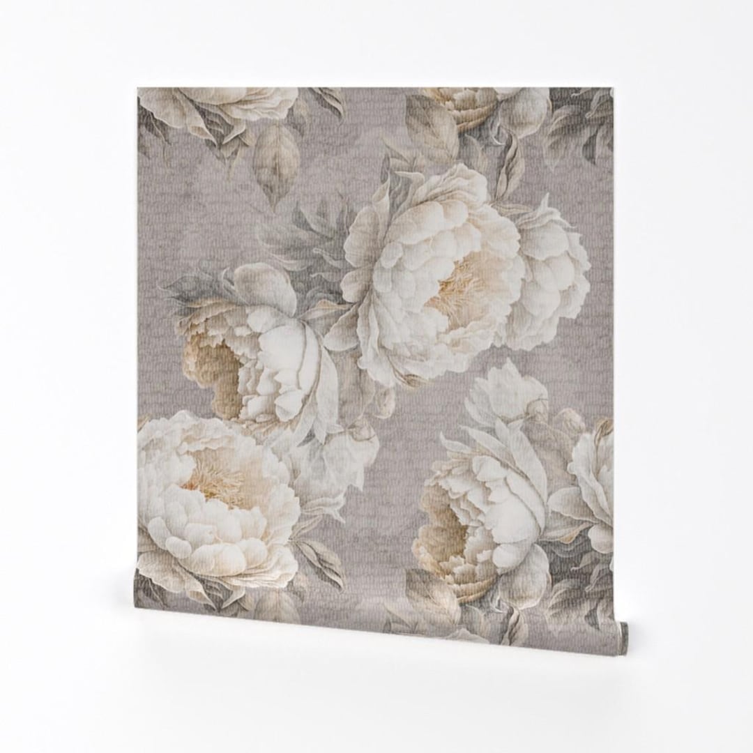 Neutral Floral Removable Peel and Stick Wallpaper - Classic Flowers ...