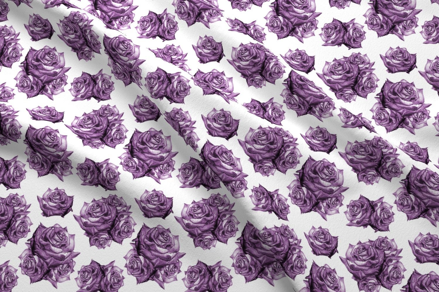 Purple Roses Fabric Rose Pattern Mono-Color By Nellik | Etsy