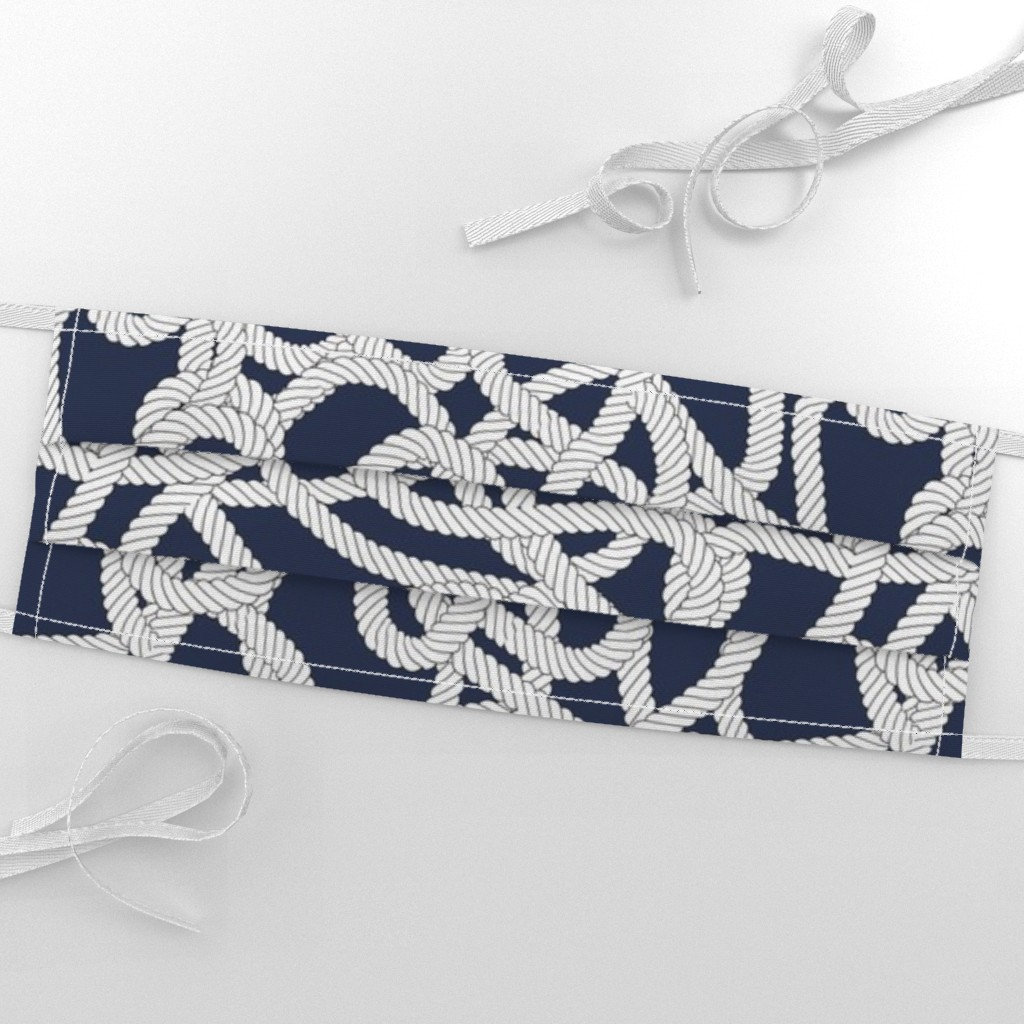 Rope Abstract Lines Blue Fabric Nautical Rope Knots In Navy | Etsy