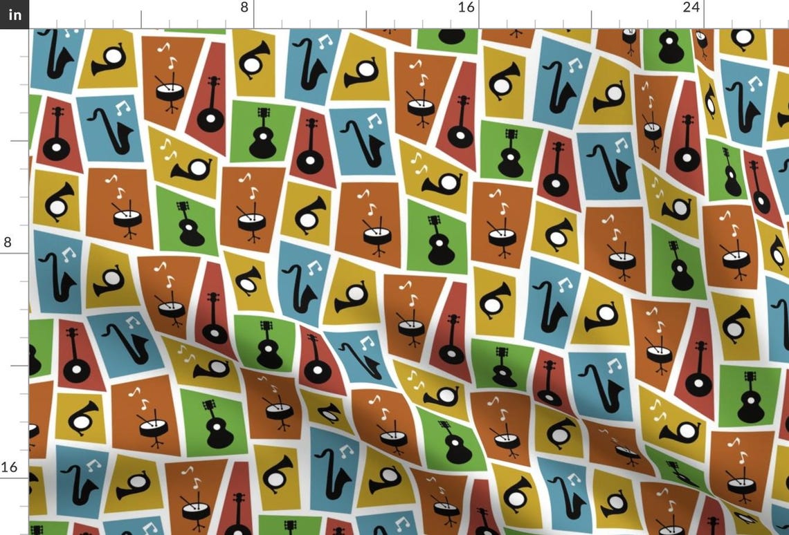 Instruments Fabric - Jazz Music by Sarahparr - Center Stage Musical ...