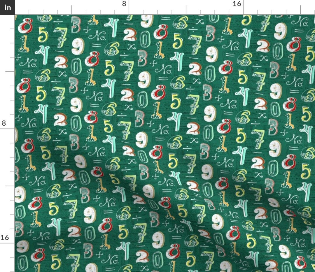 Green Math Fabric Numéro by Graceful Green Number - Etsy