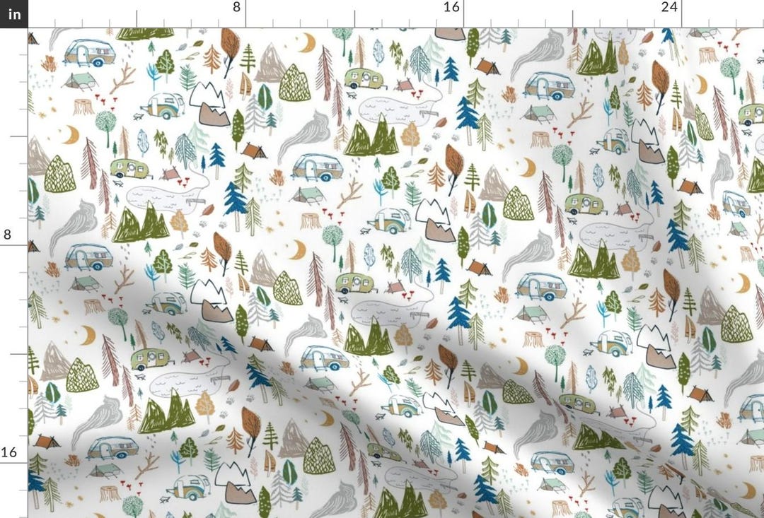 Caravan Outdoors Nature Fabric - Happy Camper (white) Med by Nouveau ...