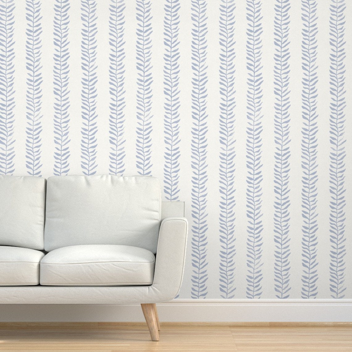Blue Vines Wallpaper Leaf Pattern Vertical by Forests Blue - Etsy