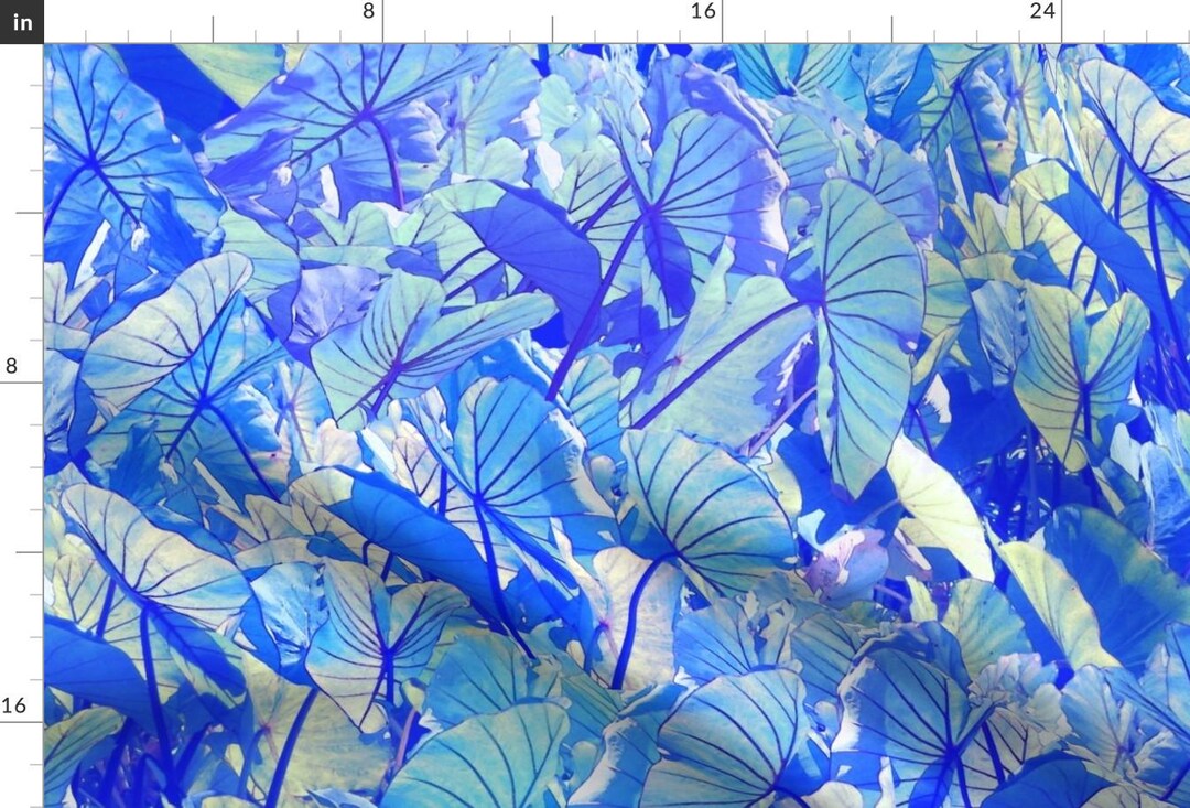 Blue Botanical Leaves Fabric - Kalo Blue 150 by Kadyson - Blue ...