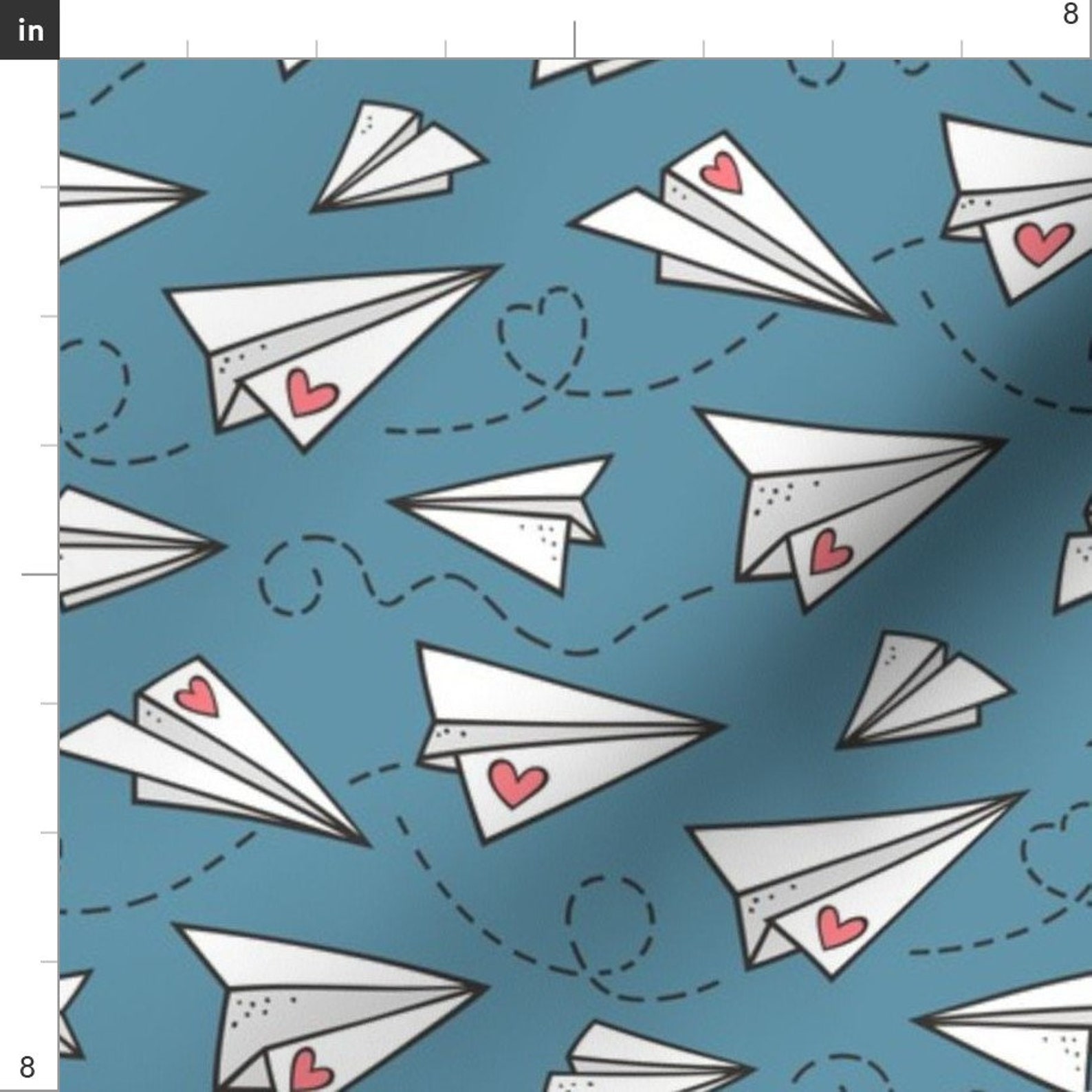 Paper Plane Fabric Paper Plane Love Hearts Valentine on Dark | Etsy
