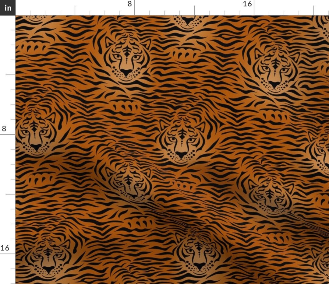 Animal Tiger Faces and Tiger Stripes Fabric Tiger by Svetlana ...