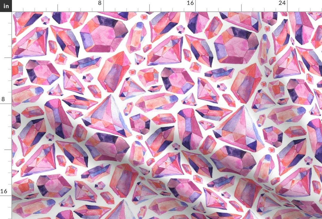 Pink Gemstones Fabric - Pink Gems - Larger Scale Geometric Geode by ...