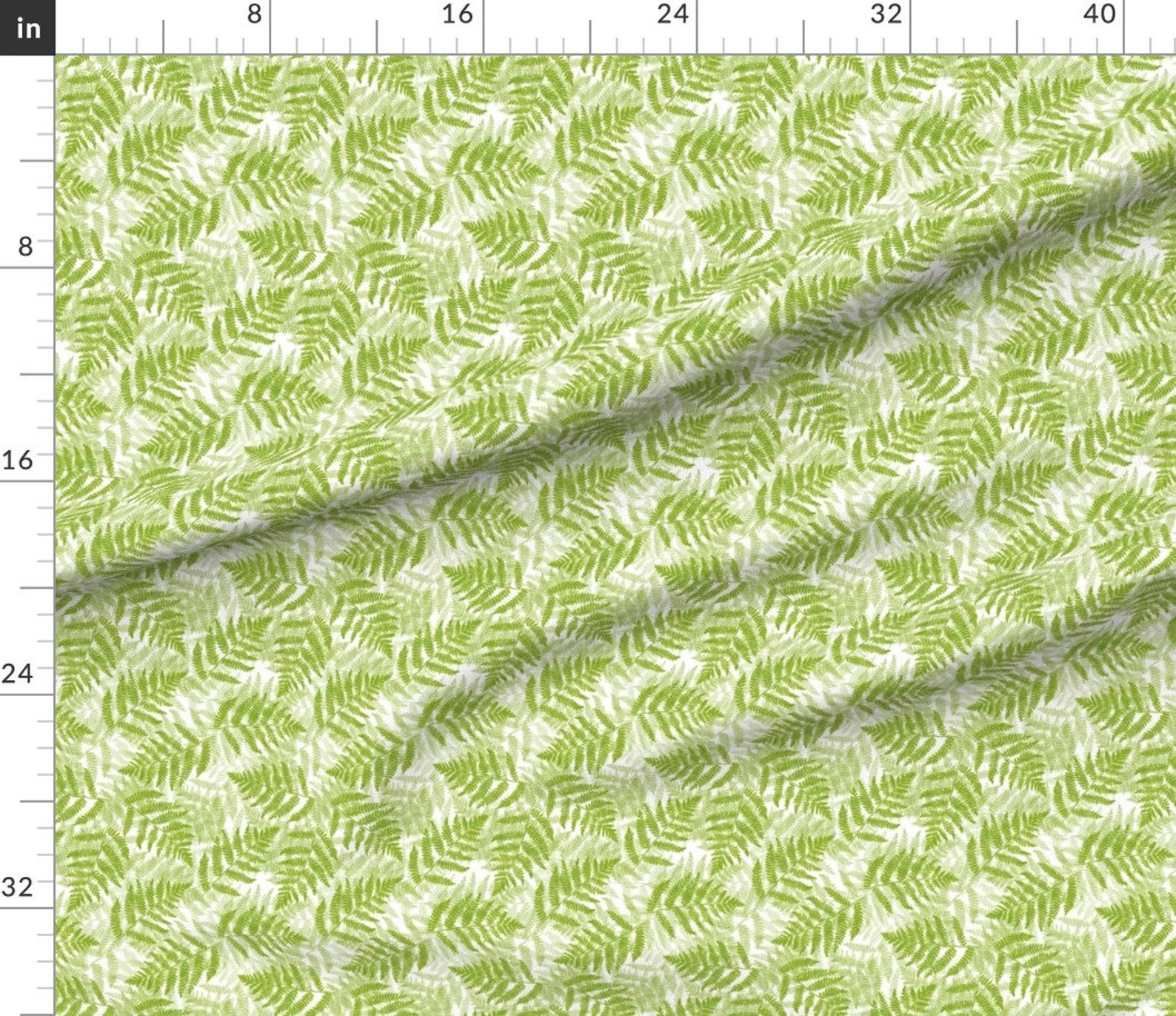 Green Watercolor Fern Fabric Ferns on White by Weavingmajor - Etsy