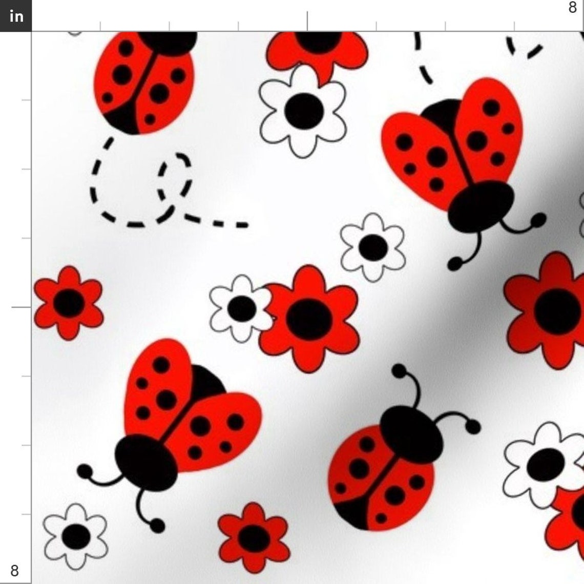 Ladybug Fabric Red Ladybug Floral by Decamp Studios Cute - Etsy