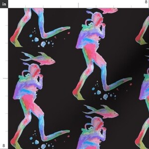 Multicolor Diver Fabric Watercolor Scuba Diver by Sara Gerrard Diving ...
