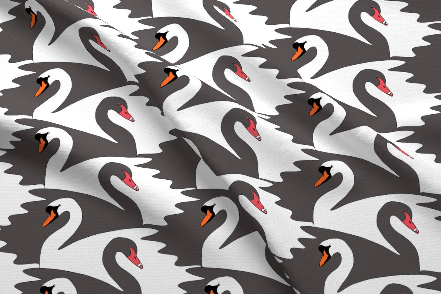 Tessalated Swan Fabric Tesselated Swans By Eclectic House | Etsy