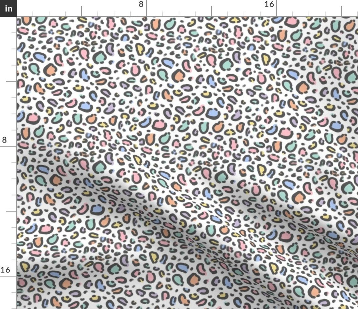 Animal Print Fabric Pastel Rainbow Leopard Print Fabric by | Etsy