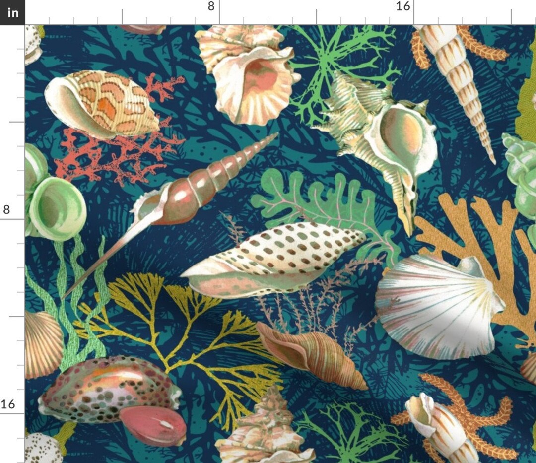 Beach House Fabric Sea Shells on the Seabed by Chicca Besso - Etsy