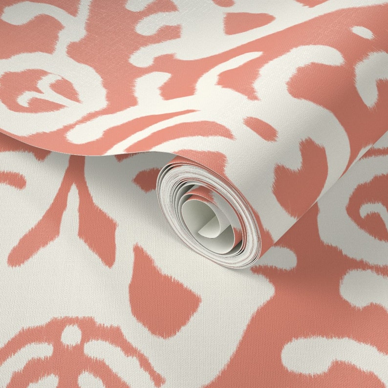 Ikat Wallpaper Coral Ikat by Domesticate Modern Home - Etsy