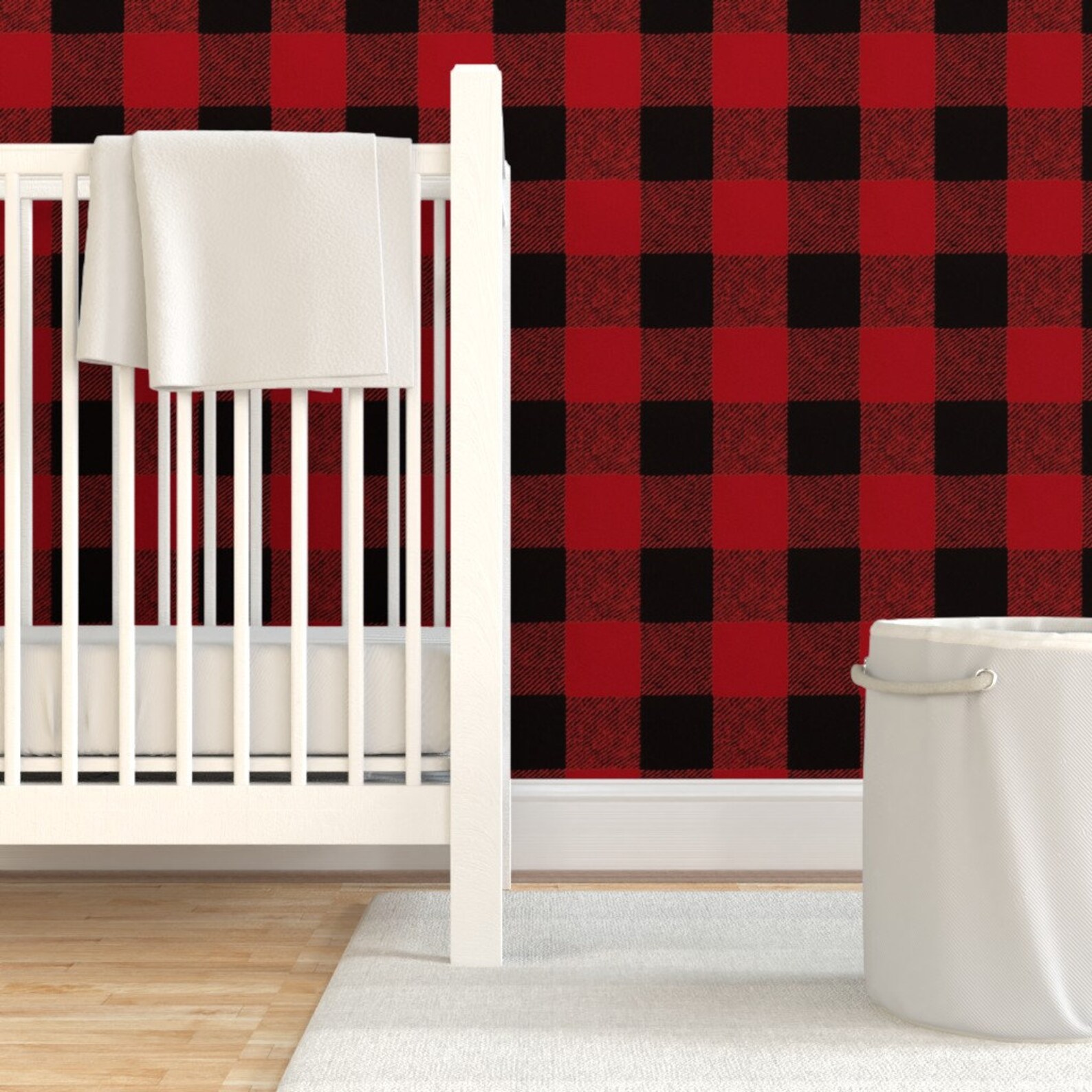 Buffalo Check Wallpaper Red Black Flannel by - Etsy