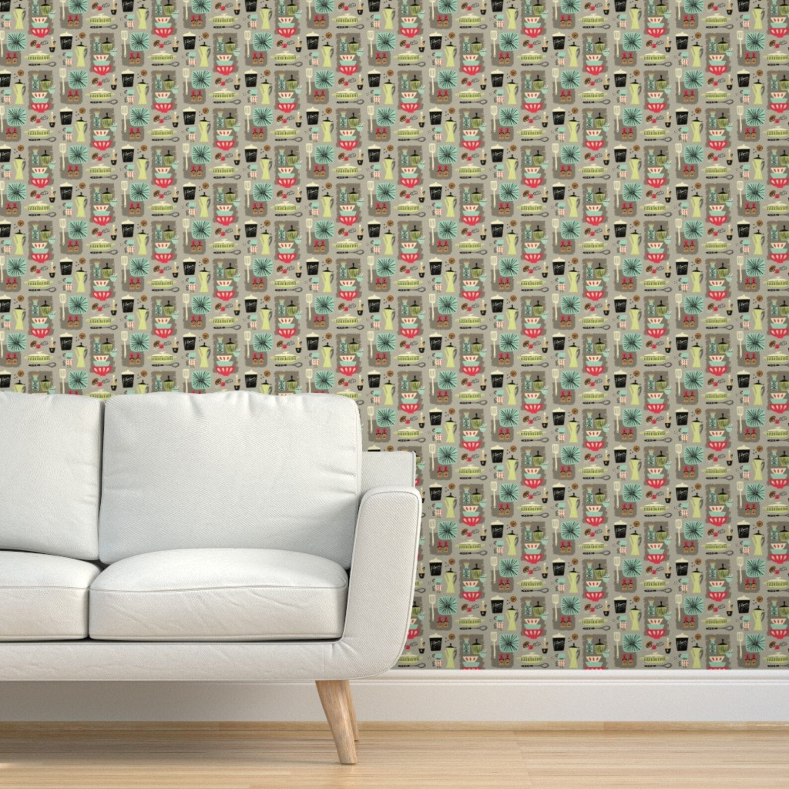 Mid Century Wallpaper Kitchenette by Neryl Kitchen Retro - Etsy