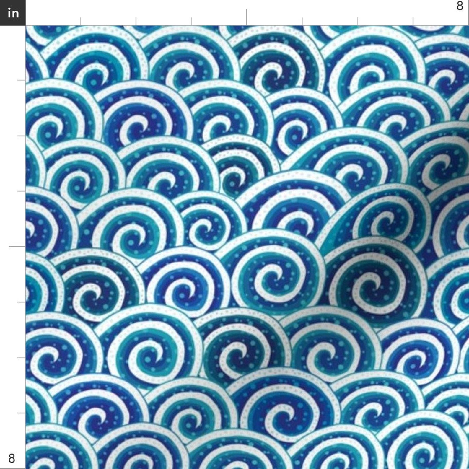 Waves Fabric Waves Of Waves By Sandityche Waves Blue Swirl | Etsy