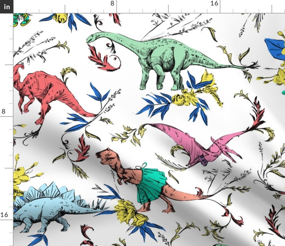 Dinosaurs Fabric Dino Dancer Pop Jumbo by Pattern State Retro Dinos ...