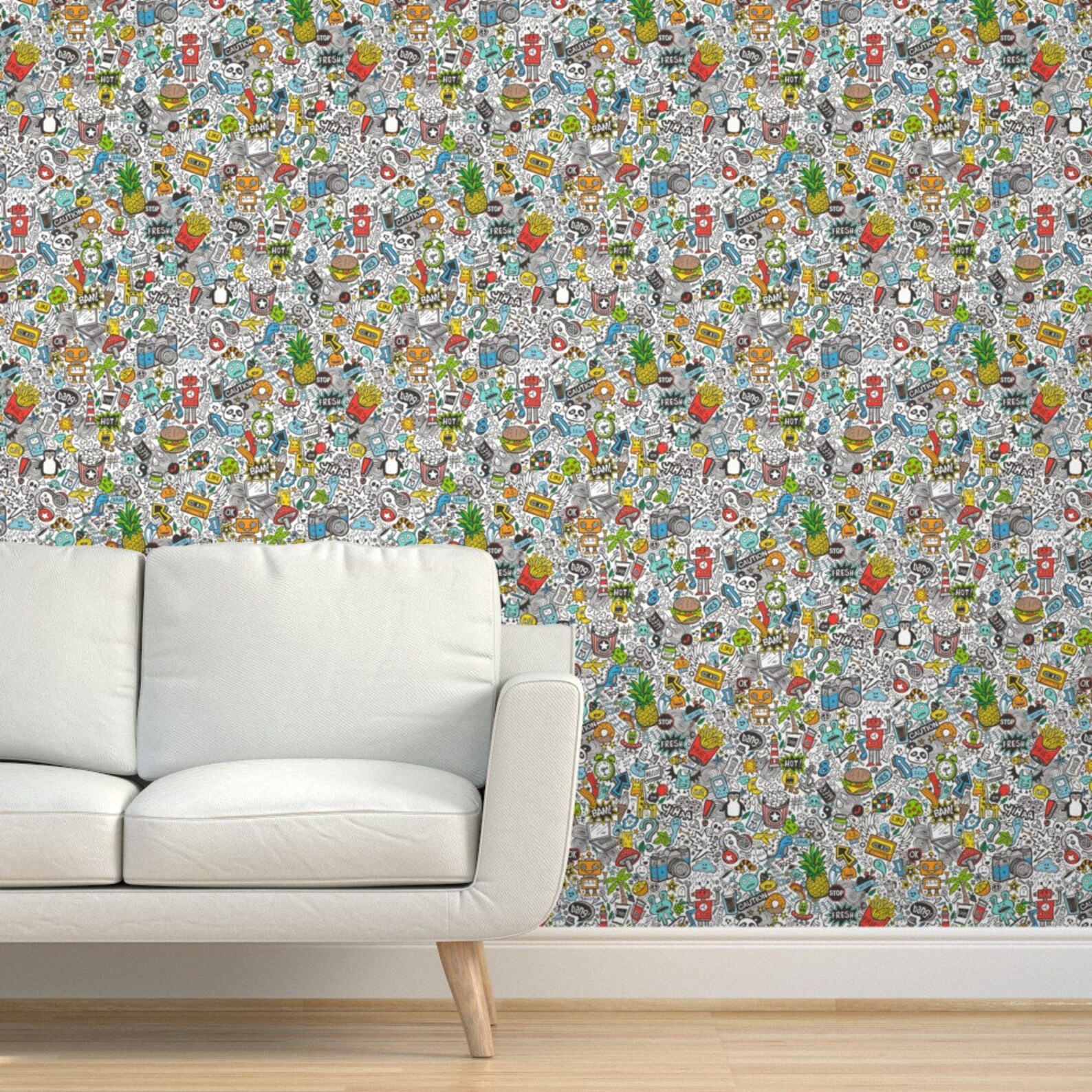 Comic Book Wallpaper Comic Pop Art Doodle Color by Caja - Etsy