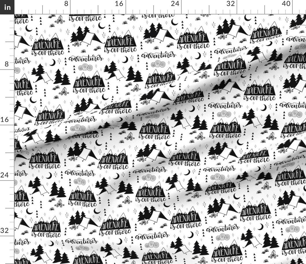 Adventure Fabric Adventure Is Out There Black and White By | Etsy