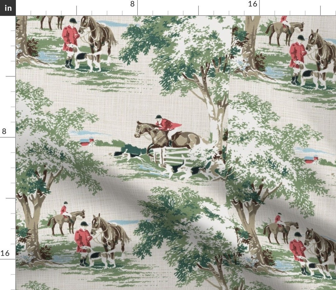 Equestrian Toile Fabric Hunt Scene by Ponymacaroni Fox Hunting English ...