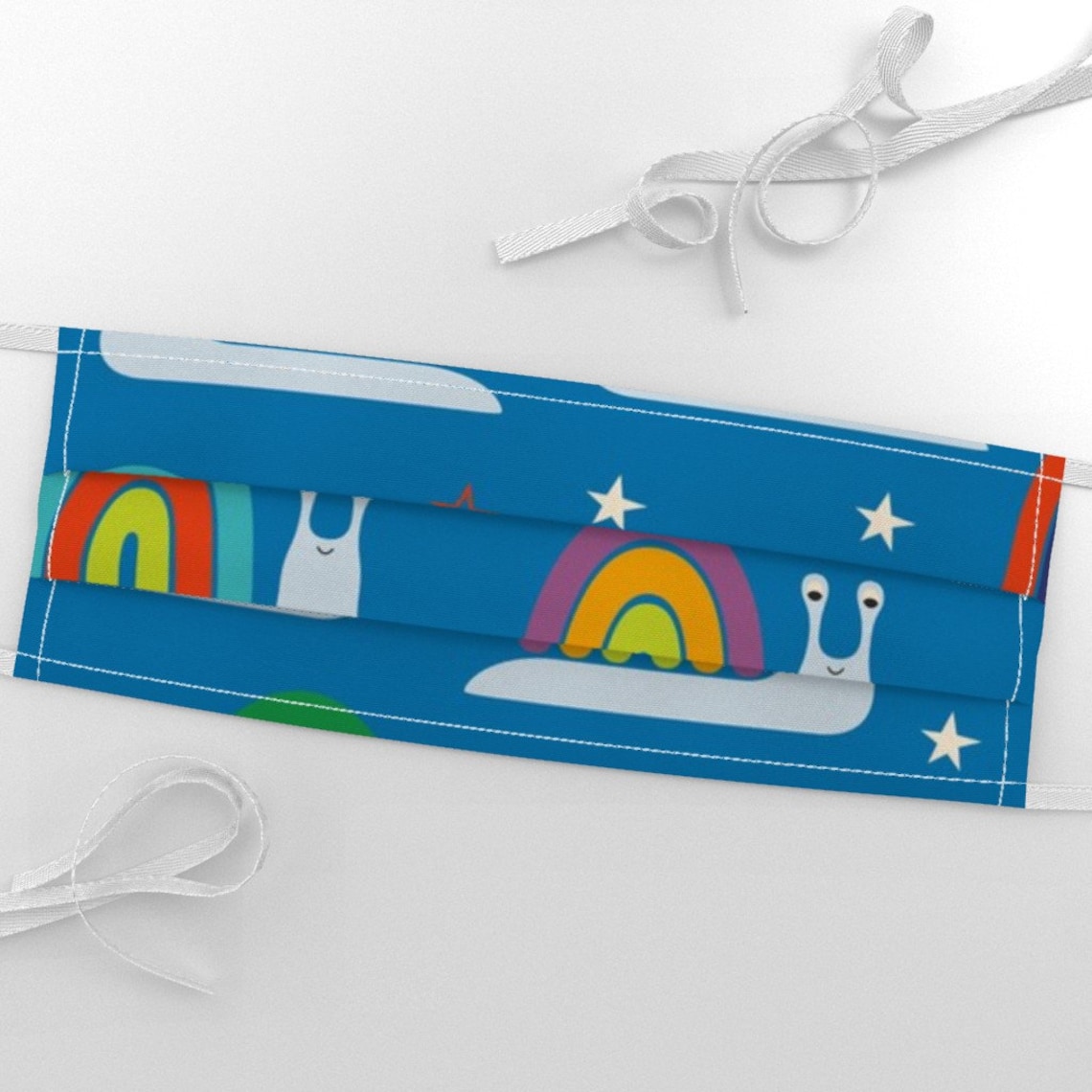 Blue Snail Illustration Stem Fabric Happy Snails by | Etsy