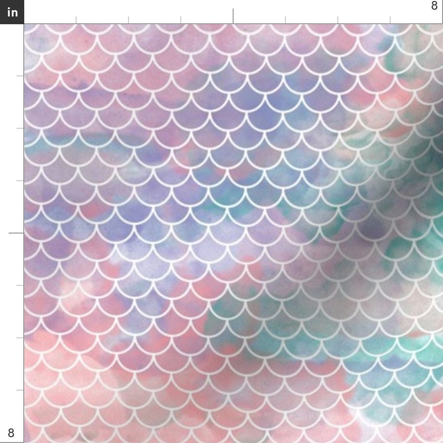 Watercolor Mermaid Scales Fabric Watercolour Mermaid Scales | Etsy