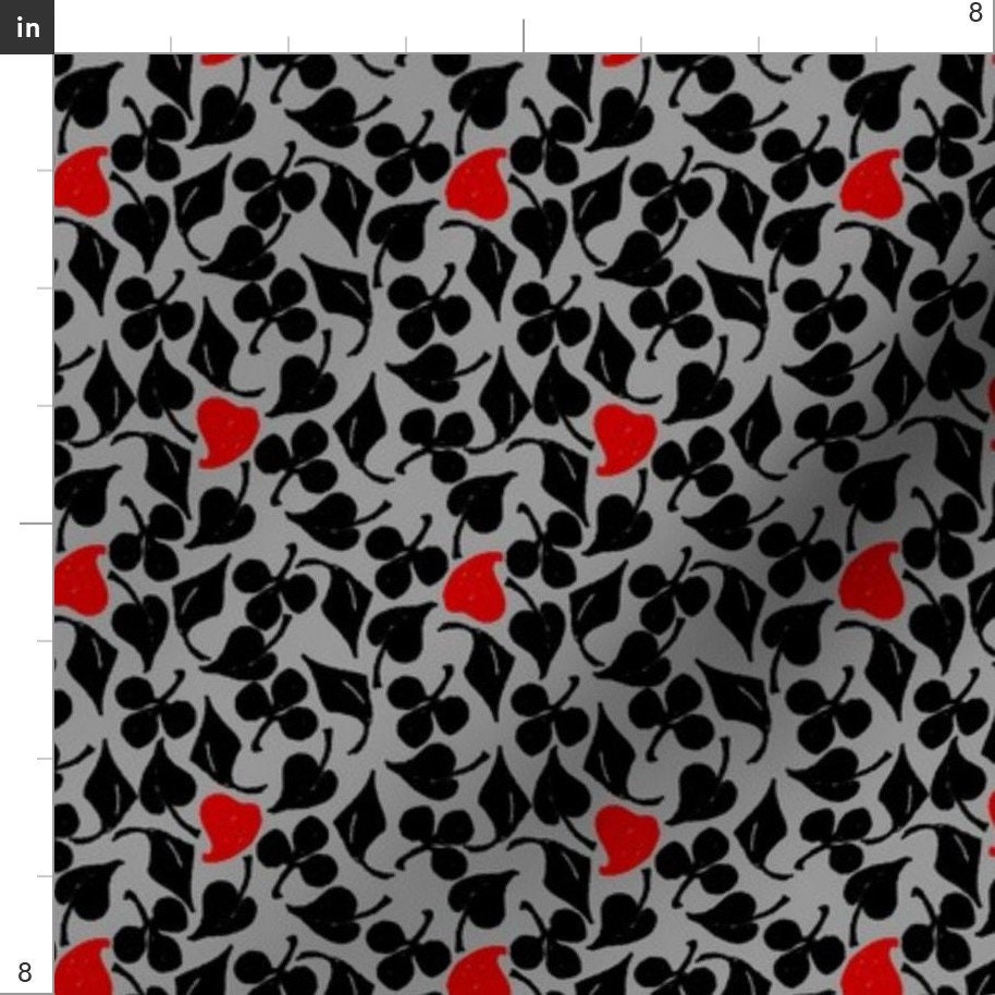 Card Suits Fabric Card Suit Leaves Gray by Siya Poker | Etsy