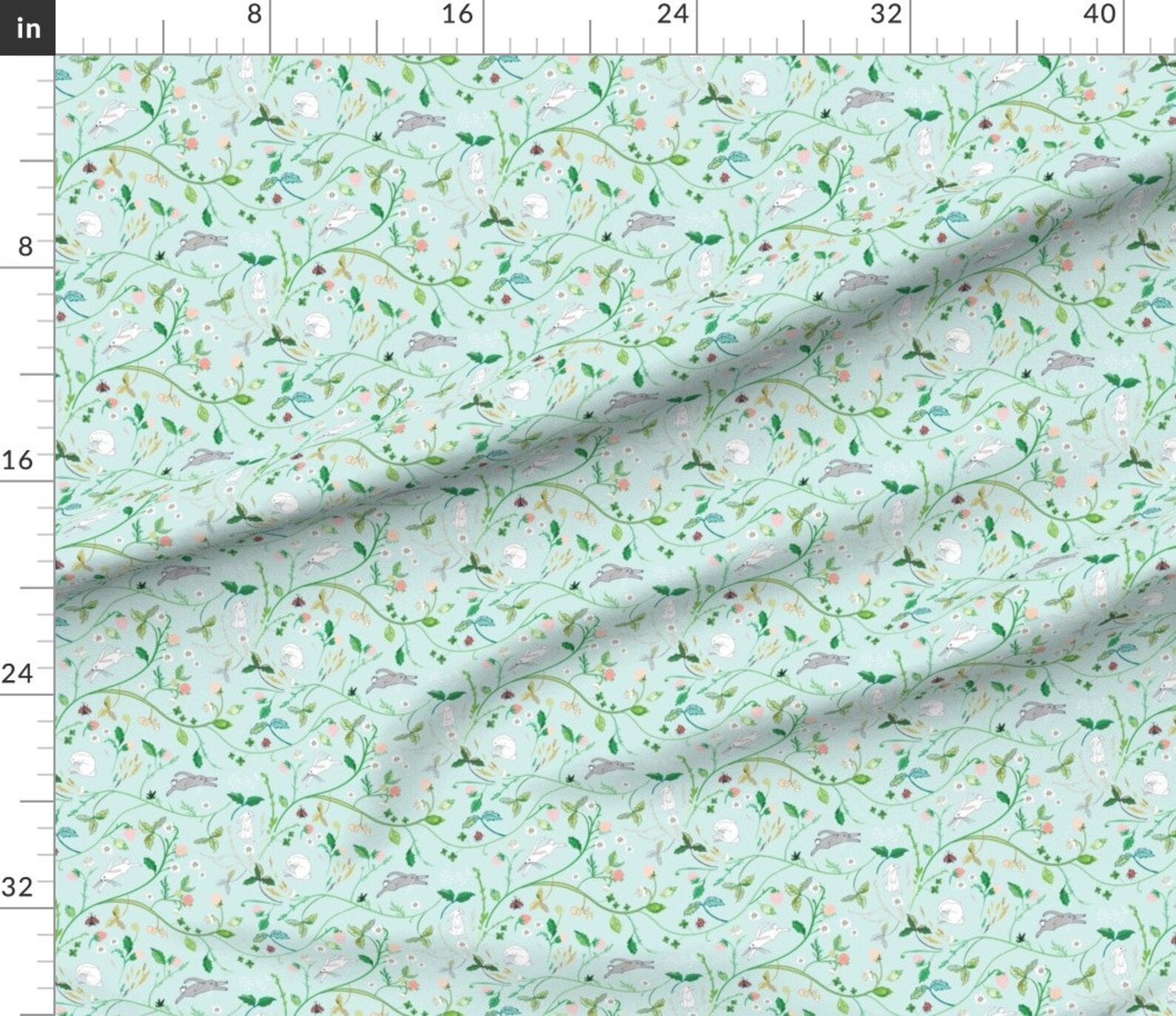 Rabbit Fabric Ambrosia Strawberry Patch blue by Nouveau | Etsy