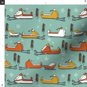 Snowmobiles Fabric Vintage Snowmobile Illustration Winter | Etsy