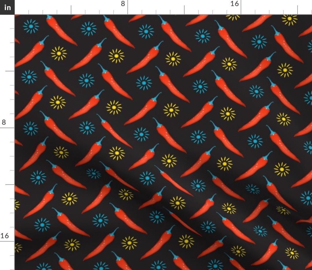 Red Pepper Fabric Hot Pepper by Vannina Red Pepper Spicy Food Chile ...