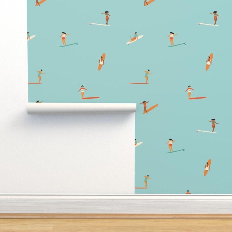 Surfing Wallpaper Soul Surfers Light Blue by Tasiania Blue - Etsy