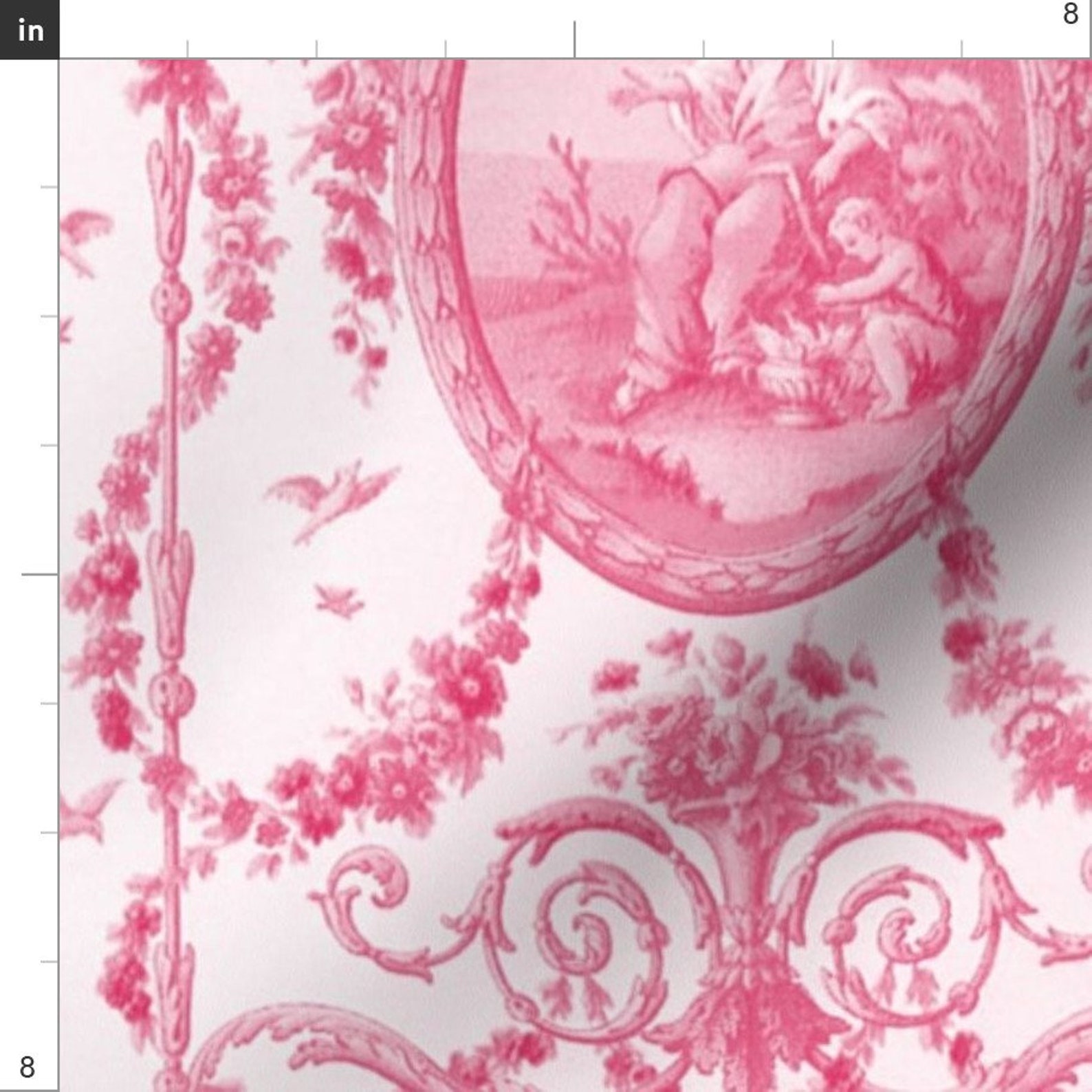 Romantic Pink Rococo Fabric Pink Rococo Harvest by Peacoquettedesigns ...