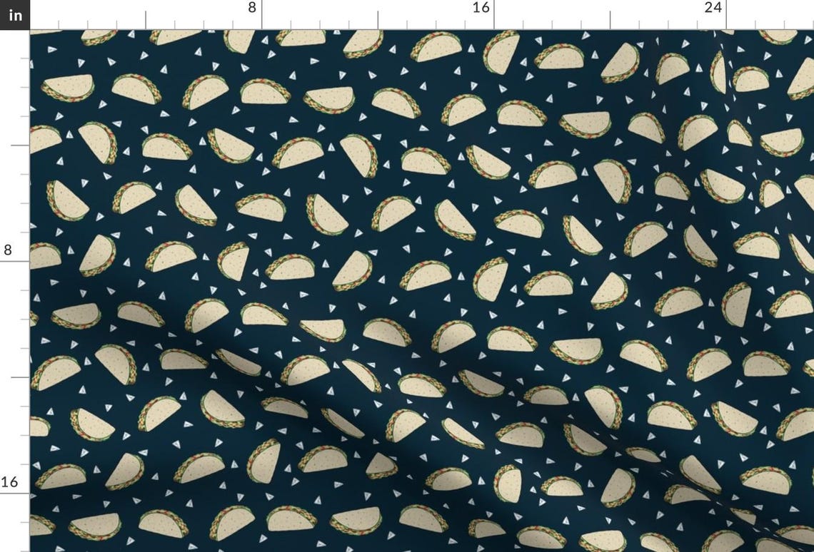 Hard Taco Fabric - Geometric Triangles Mexican Food Pattern Black by ...