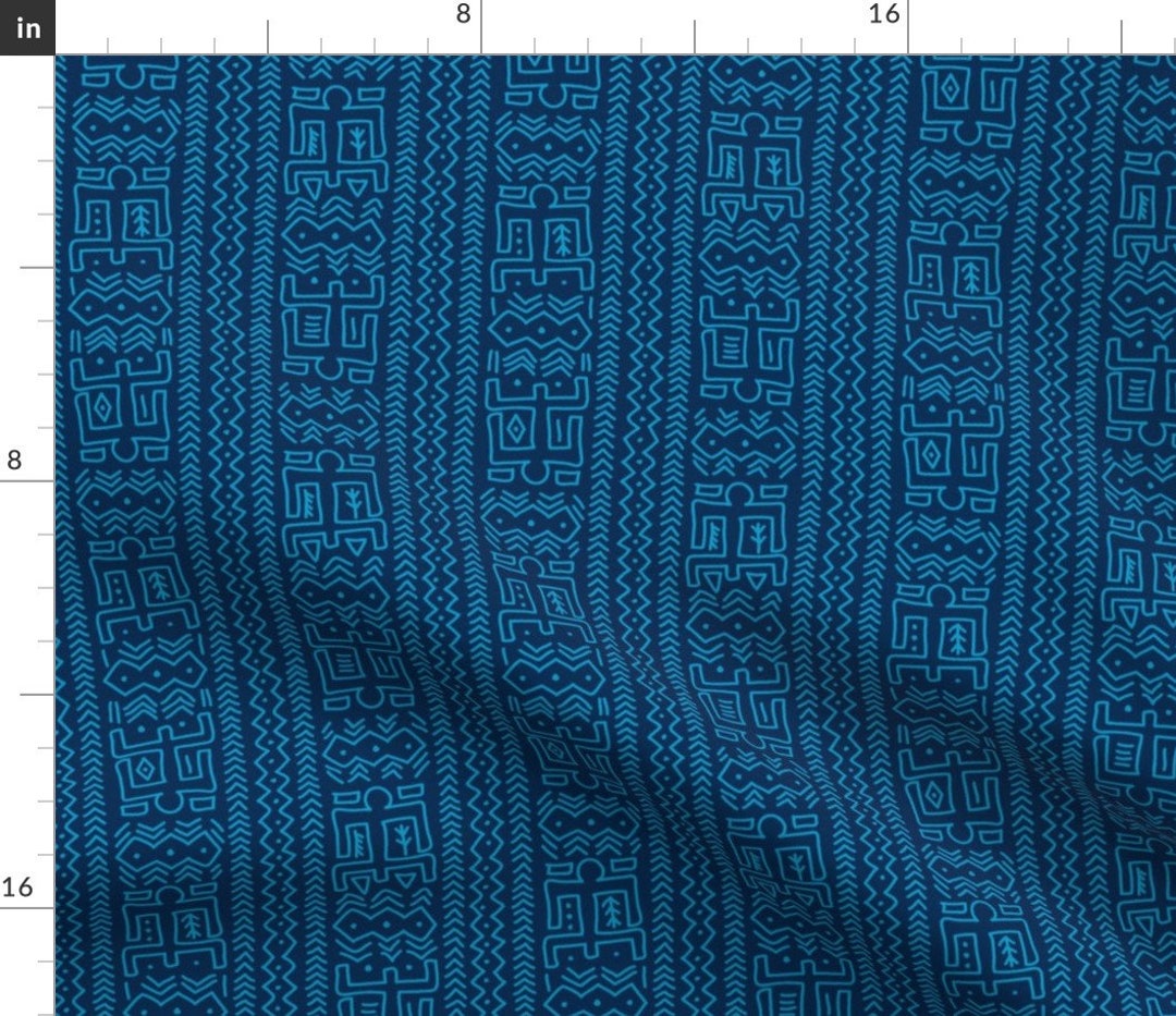 Mudcloth in Blue Fabric Modern Mudcloth Sea by - Etsy