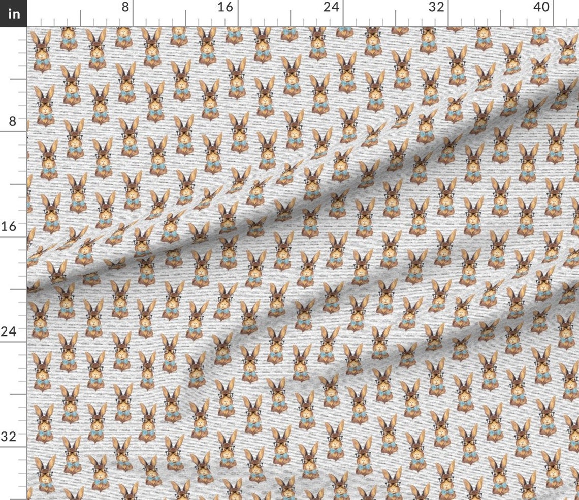Nerdy Bunny Fabric 4 Bunny With Glasses / Stripes by - Etsy