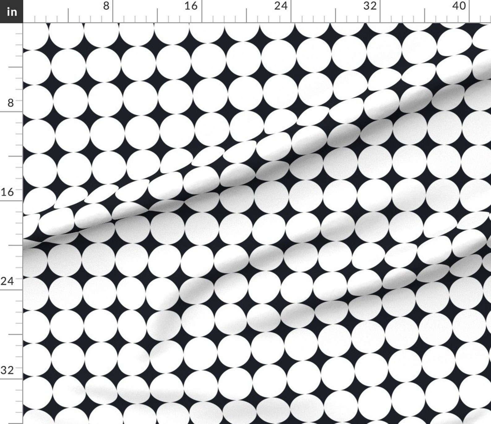 Jumbo Polka Dots Fabric polka Dot White on Black by - Etsy